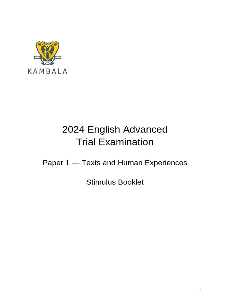 Kambala 2024 Advanced Trial Paper 1 STIMULUSBOOKLETdocx | PDF | Art