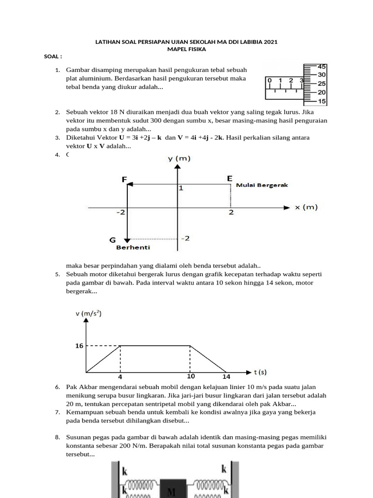 Latihan Soal Persiapan Ujian Sekolah Ma Ddi Labibia 2021 Mapel Fisika | PDF | Sains & Matematika ...