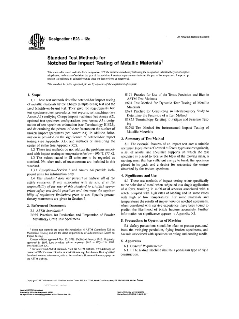 Astm E23 | PDF