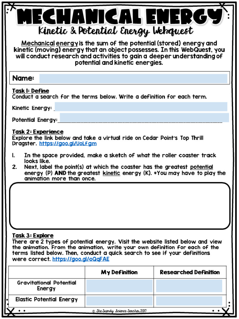 Mechanical Energy Webquest-2 | PDF
