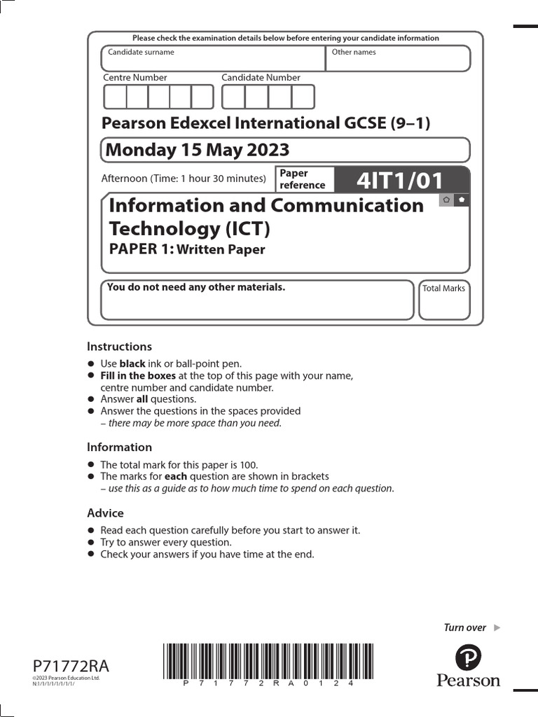 Edexcel International GCSE ICT Exam Paper | PDF | Computing ...