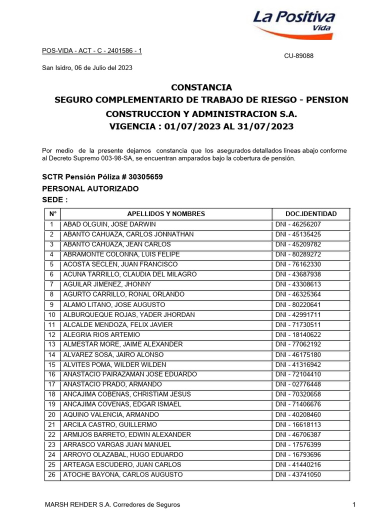 SCTR Constancia | PDF | Relaciones laborales | La seguridad