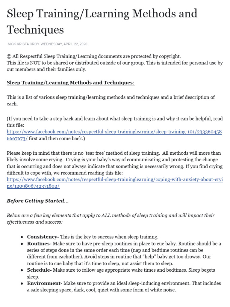 Sleep Training - Learning Methods and Techniques PDF | PDF | Sleep