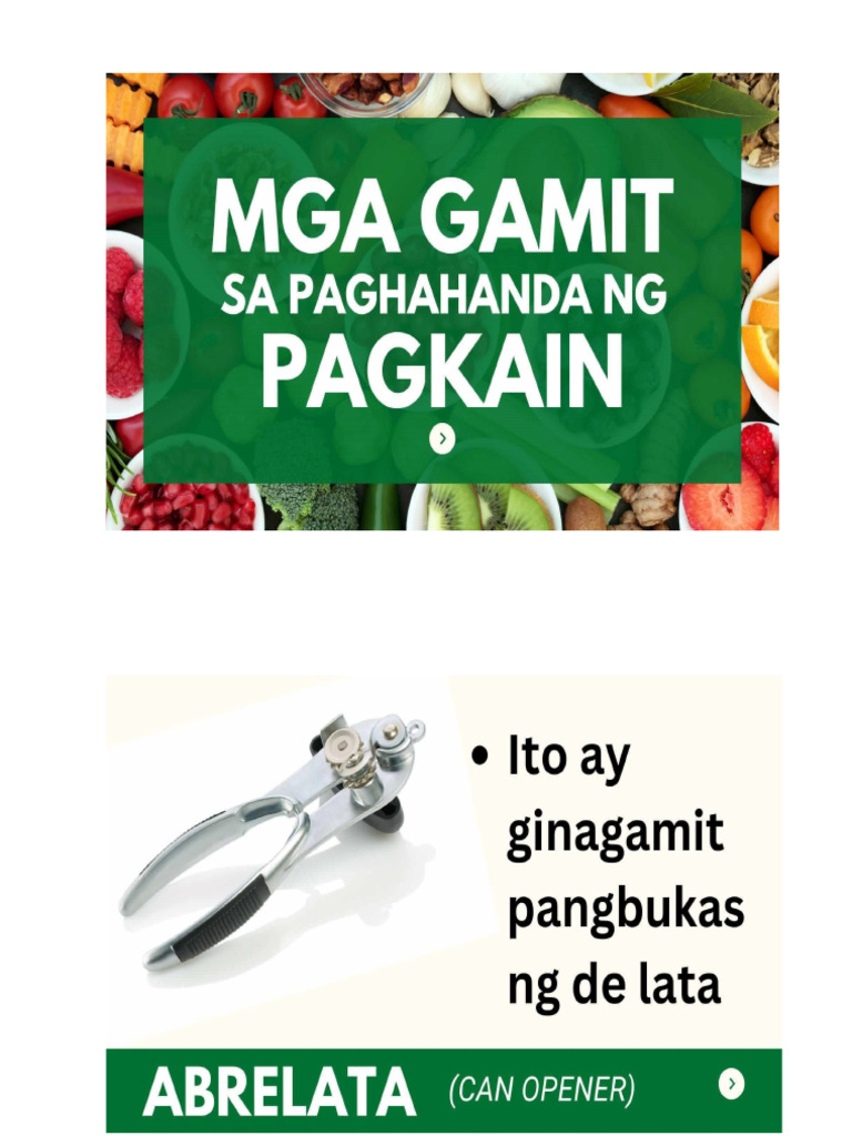 Gamit Sa Paghahanda NG Pagkain | PDF