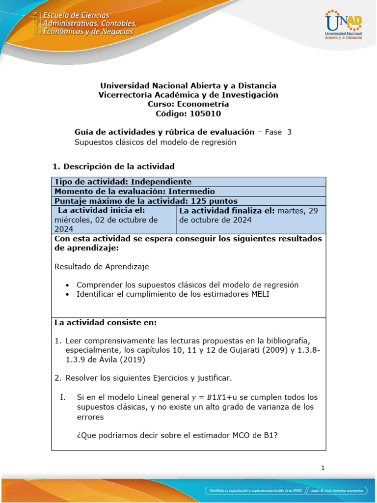 Guia de Actividades y Rúbrica de Evaluación - Unidad 2 - Fase 3 - Supuestos Clásicos Del Modelo ...