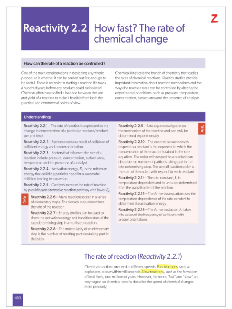 Reactivity 2.2 How Fast The Rate of Chemical Change | PDF