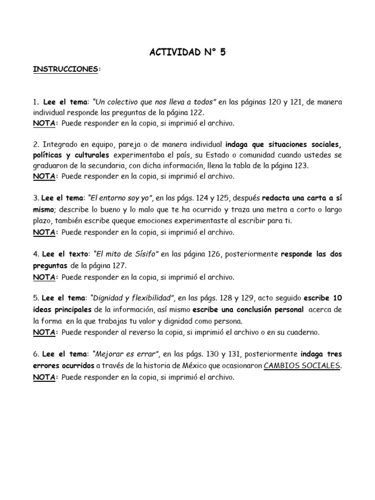 Intrucciones - Act 5 | PDF