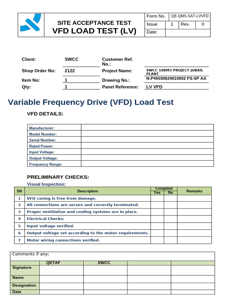 LV VFD Itp (Load Test) | PDF | Physical Quantities | Computer Engineering