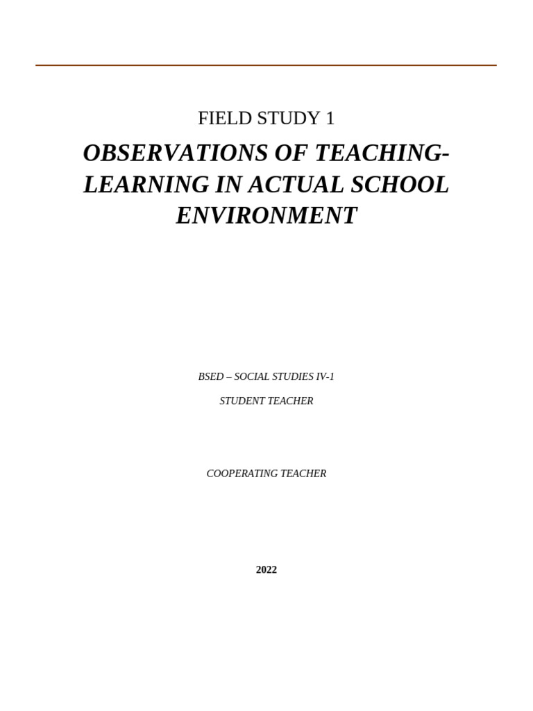 FS 1 Template | PDF | Learning | Classroom