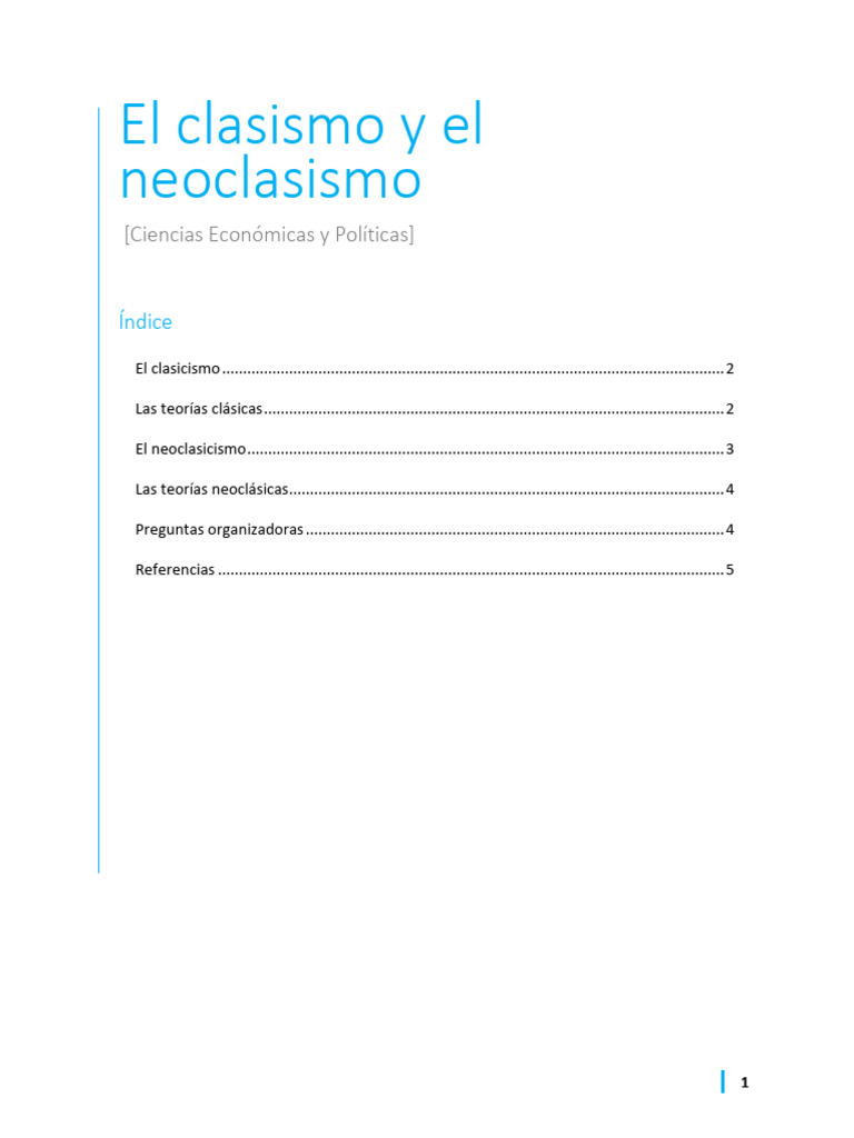 El Clasismo YNeoclasismo | PDF | Mercado libre | Ciencias económicas