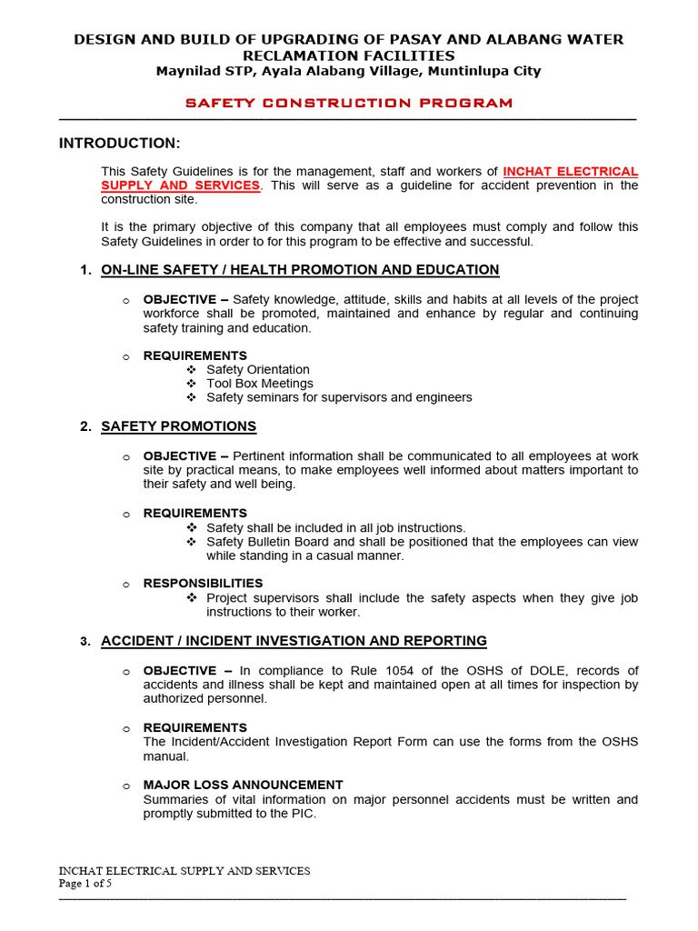 Const Safety Program | PDF | Personal Protective Equipment | Safety