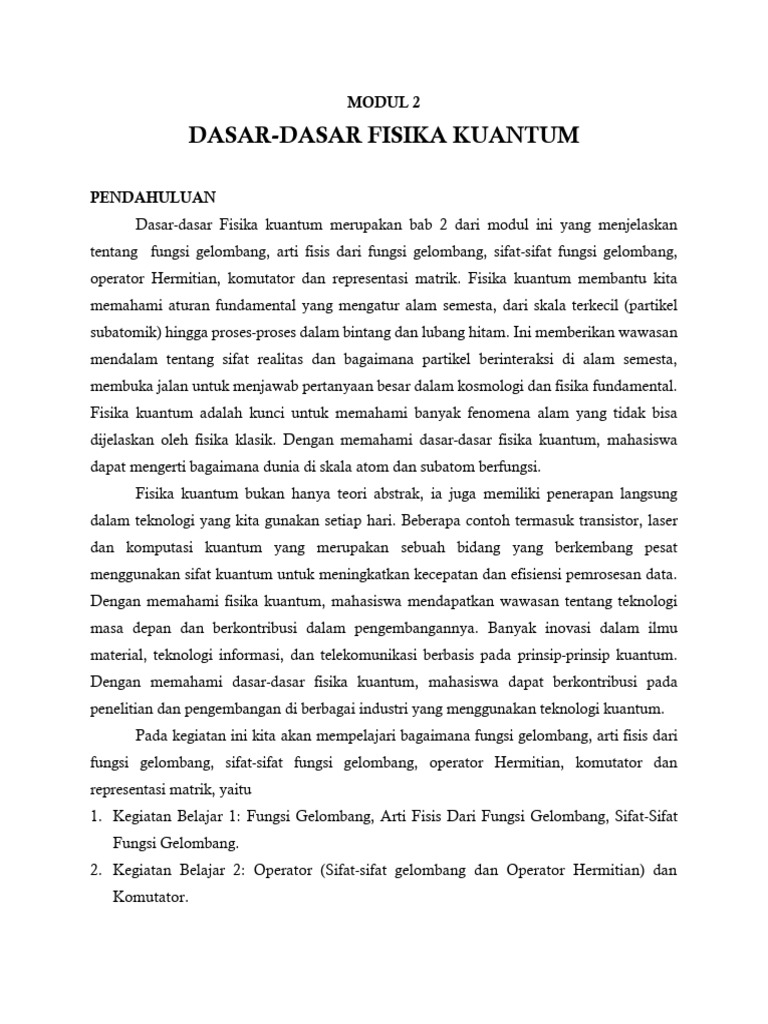 MODUL 2 Dasar-Dasar Fisika Kuantum | PDF