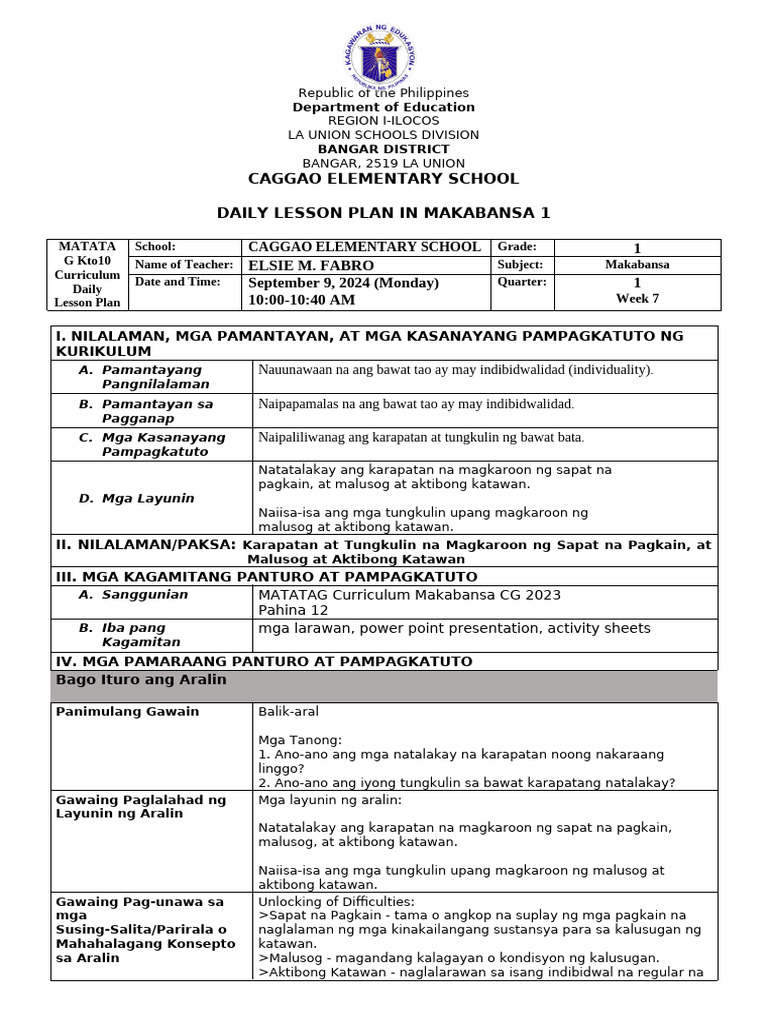 Makabansa DLP Q1W7 1 | PDF