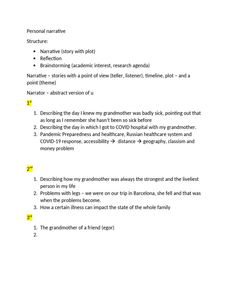 Personal Narrative | PDF