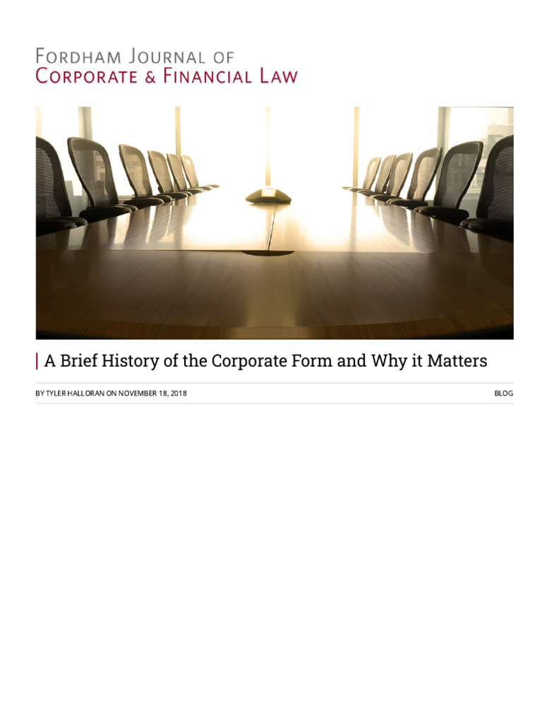 A Brief History of The Corporate Form and Why It Matters | PDF ...