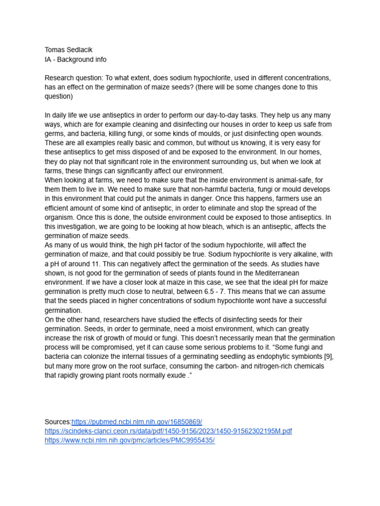 Bio IA - Backround, Material, Procedure | PDF | Science & Mathematics