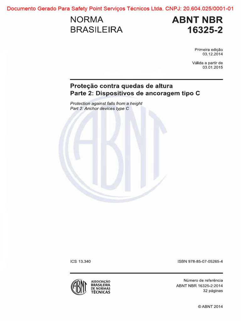 NBR 16325: Documento de Segurança | PDF | Tecnologia e Engenharia