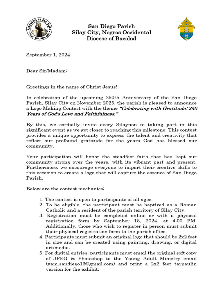 San Diego Parish Logo Contest Announcement | PDF | Catholic Church ...