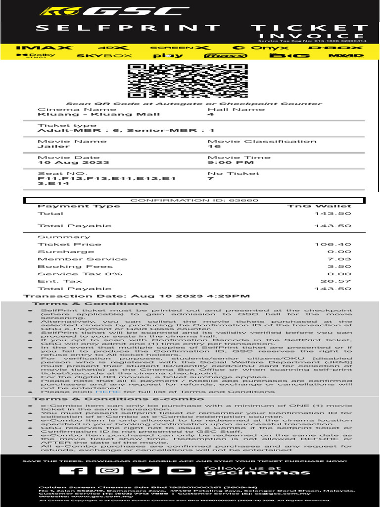 GSC SelfPrint Ticket | PDF | Ticket (Admission) | Payments