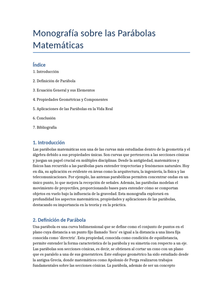 Parábolas: Definición y Aplicaciones Matemáticas | PDF | Antena (Radio ...