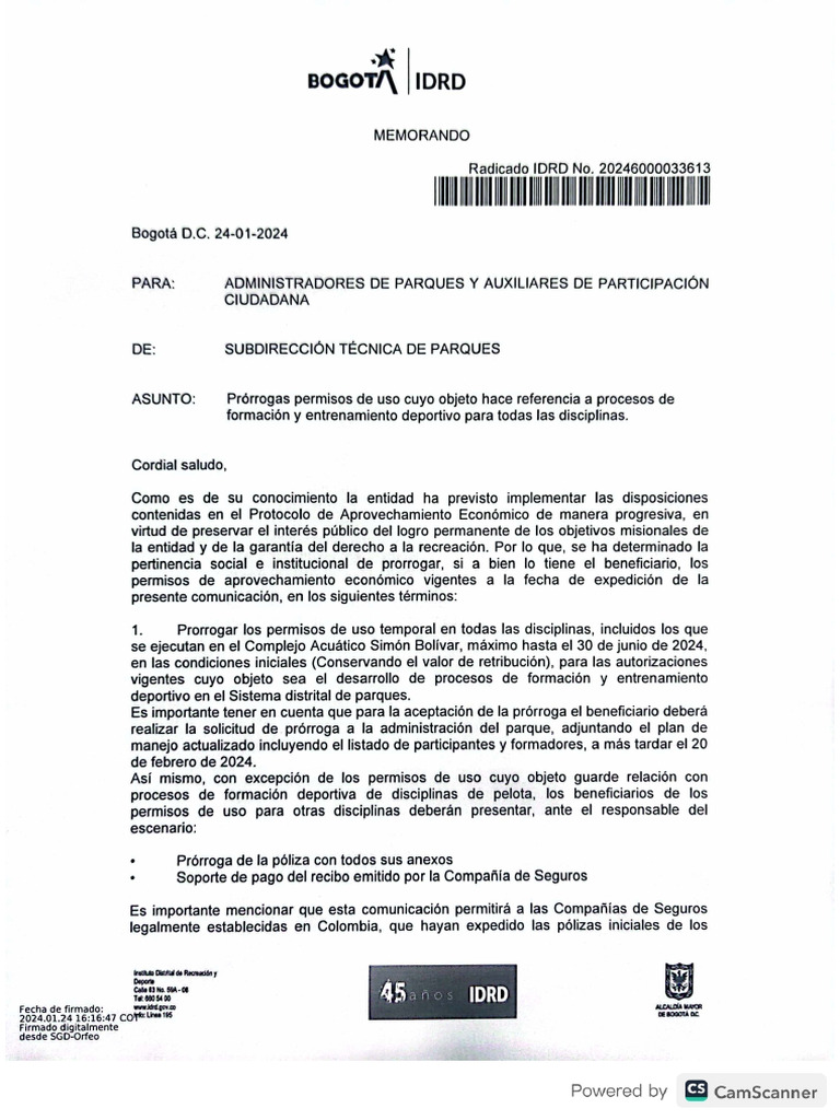 Memorando Idrd | PDF