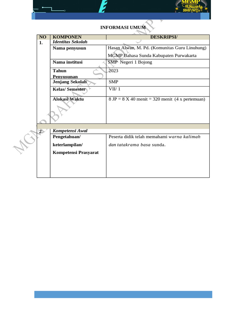 Modul Ajar Paguneman Kelas Vii | PDF
