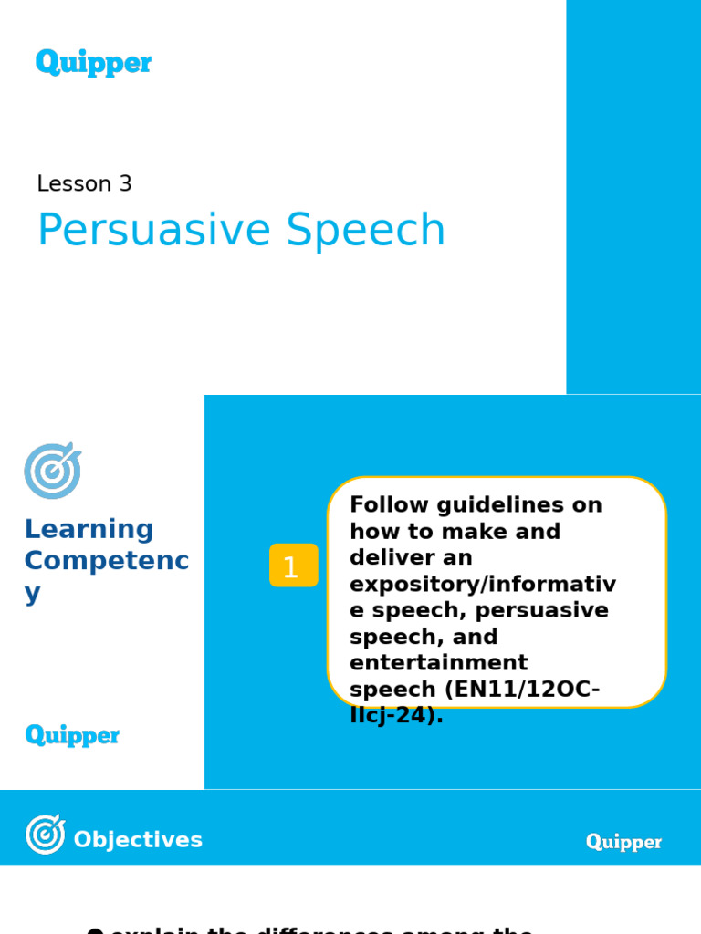 Oral Communication - Grade 11 - Unit 9 - Lesson 3 - Persuasive Speech ...