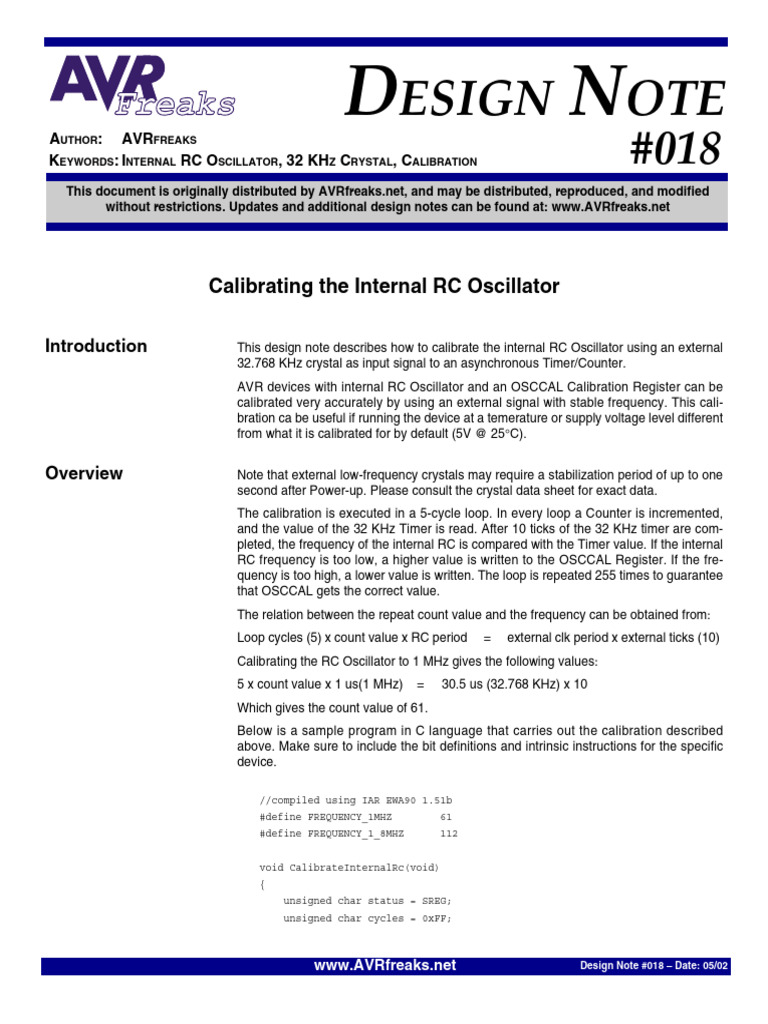 Calibrating Internal RC | PDF | Electronic Oscillator | Hertz