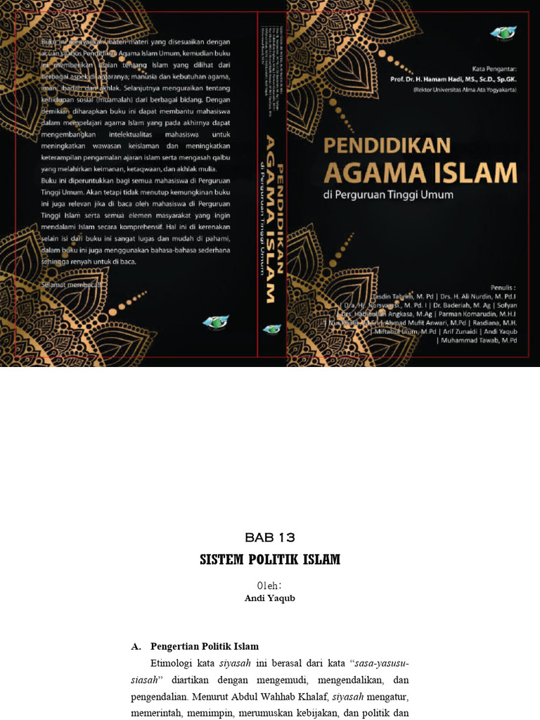 "Sistem Politik Islam" Pendidikan Agama Islam Di Perguruan Tinggi Umum. | PDF