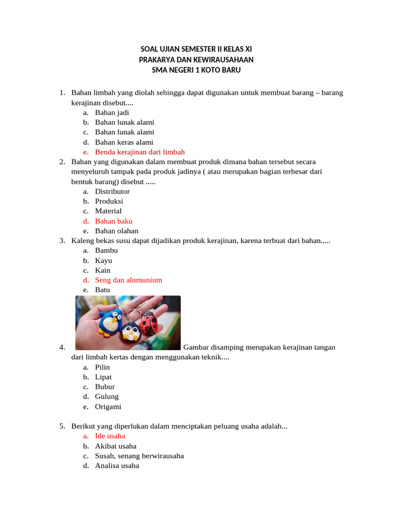 Soal Pkwu Xi SMT 2 | PDF | Seni