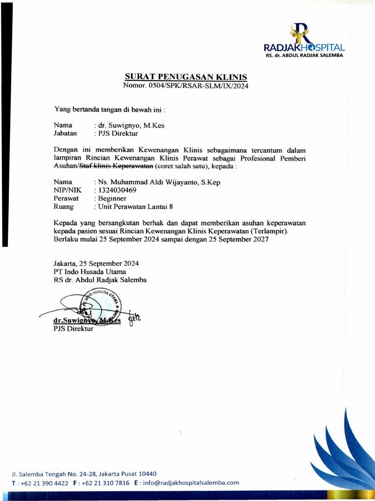 Kewenangan Klinis Perawat di RS Radjak Salemba | PDF