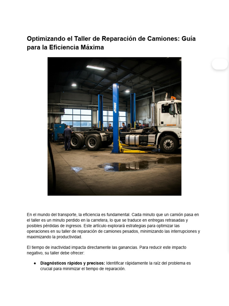 P241008 Optimizando El Taller de Reparación de Camiones - Guía para La ...