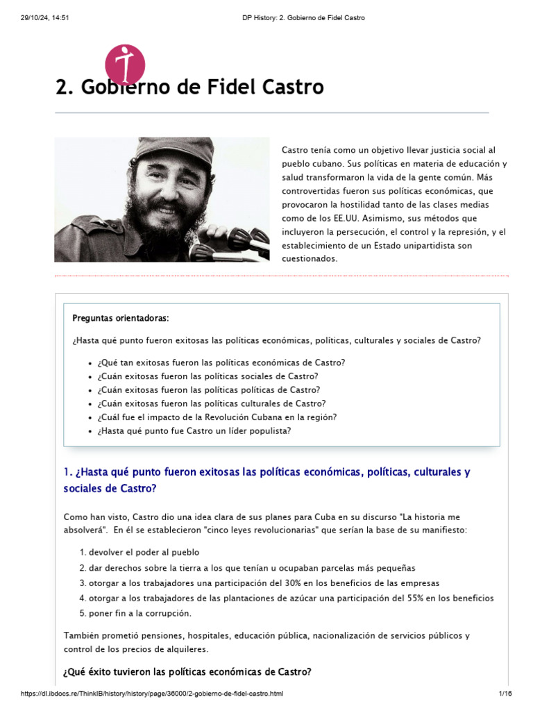 DP History - 2. Gobierno de Fidel Castro | PDF | Cuba | Agricultura