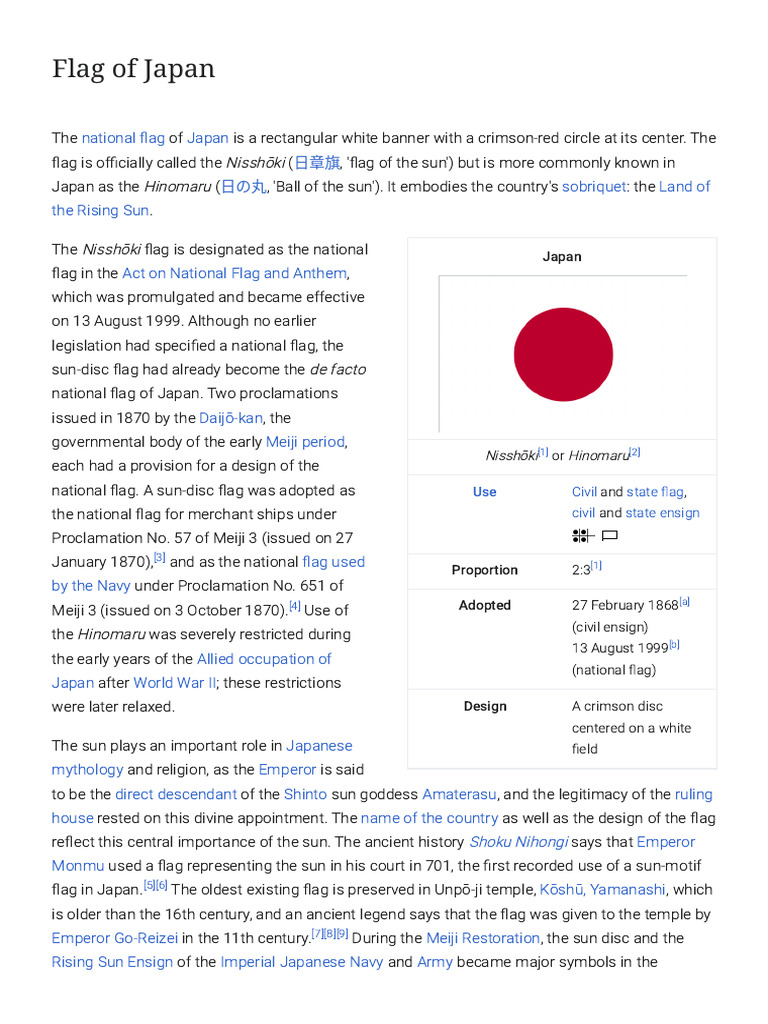 Japan's Flag: History & Significance | PDF | Japan | Flag