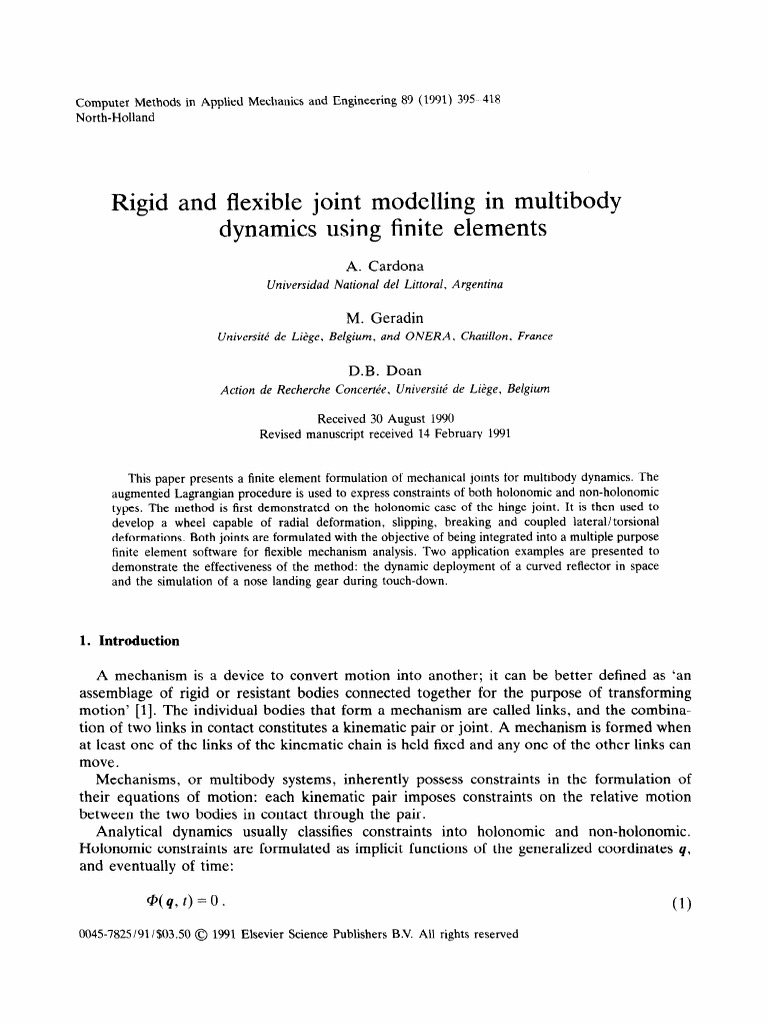 115-Rigid and Flexible Joint Modelling in Multibody Dynamics Using Finite Elements | PDF ...