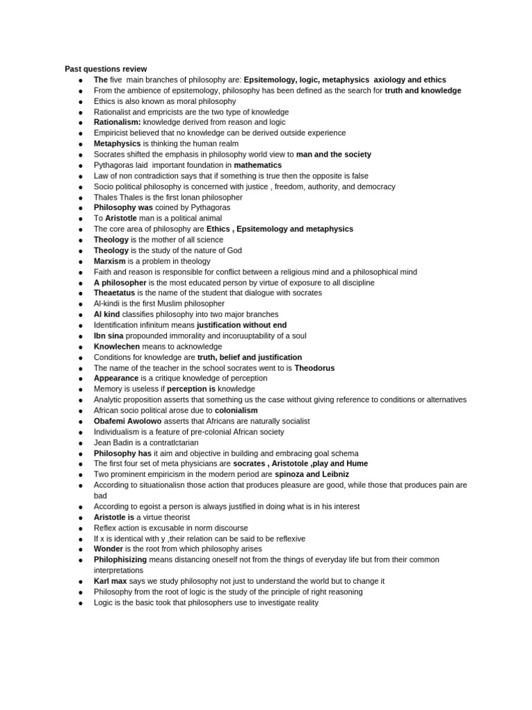 GNS 301 PQ (Yiseyon) | PDF | Rationalism | Epistemology