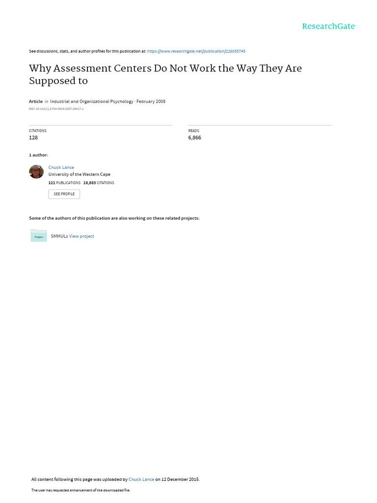 Why Assessment Centers Do Not Work The Way They Ar | PDF | Validity ...