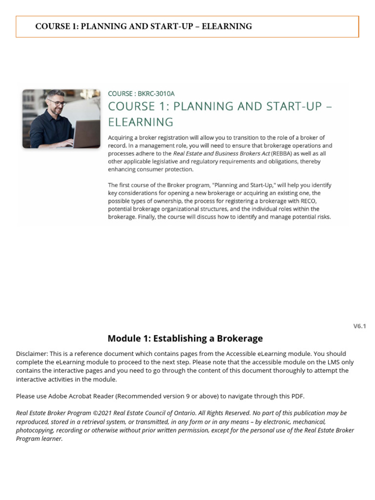 OceanofPDF - Com Broker - COURSE 1 - PLANNING AND START-UP - ELEARNING - Real Estate Council of ...