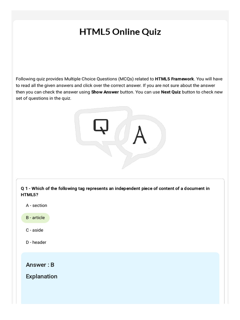 HTML5 Online Quiz | PDF | Software | Computing