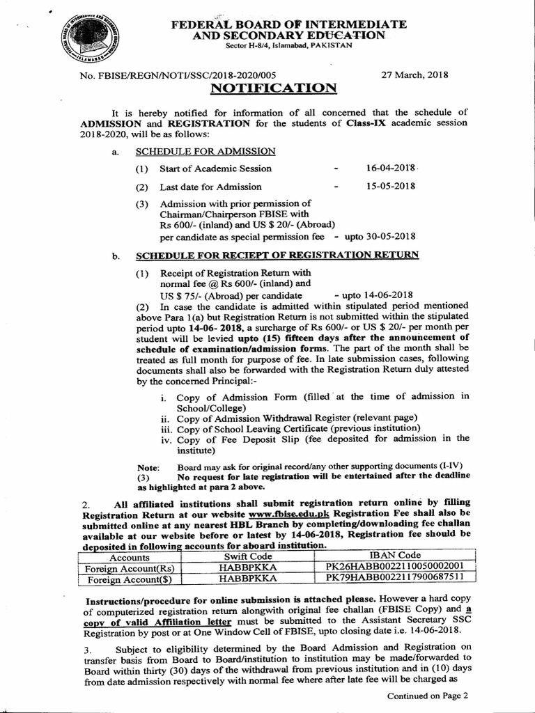 Registration Return SSC 2018 2020 | PDF