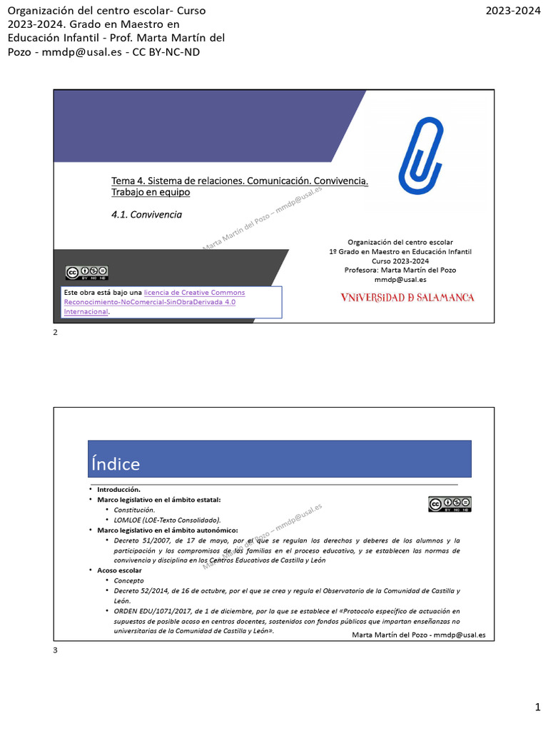 Oce 2023 2024 Tema 4 1 Convivencia Martamartin | PDF | Escuelas | Educación de la primera infancia