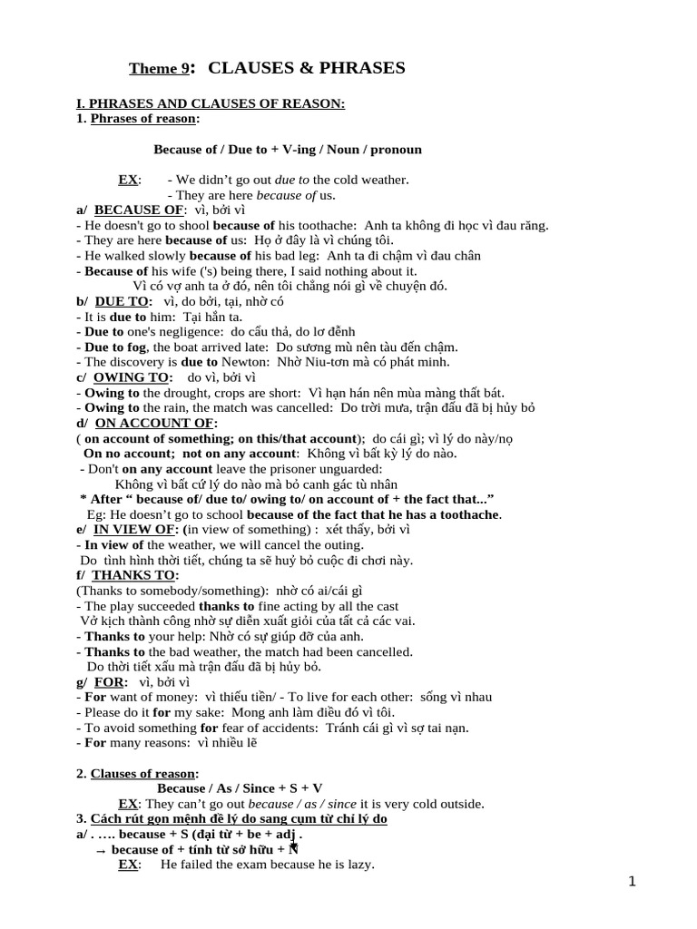 Theme 9-Clauses & Phrases | PDF