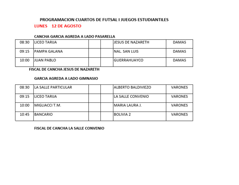 Cuartos de Futsal | PDF