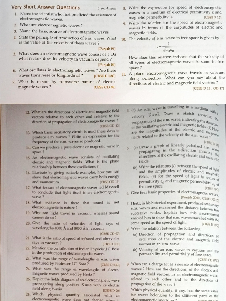 chapter 8 -Assignment 8 -EM waves | PDF