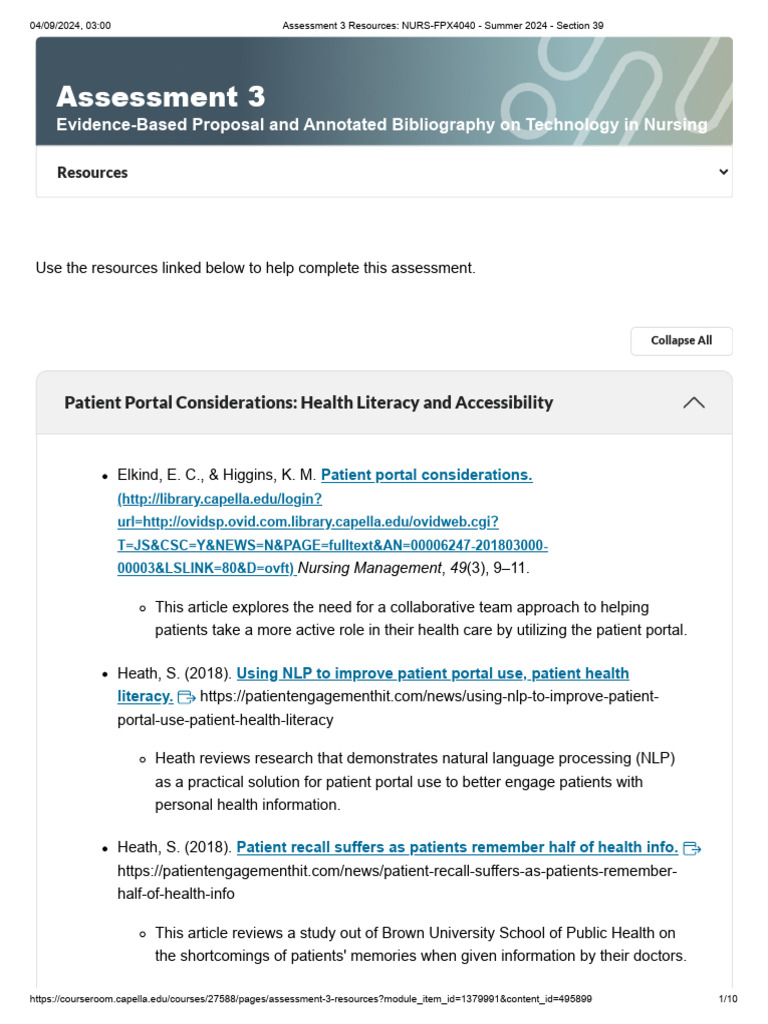 Assessment 3 Resources - NURS-FPX4040 | PDF | Patient Safety | Citation