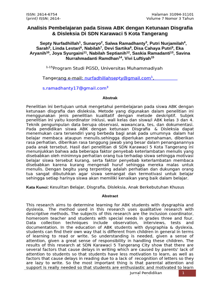 Disleksia Dan Disgrafia | PDF