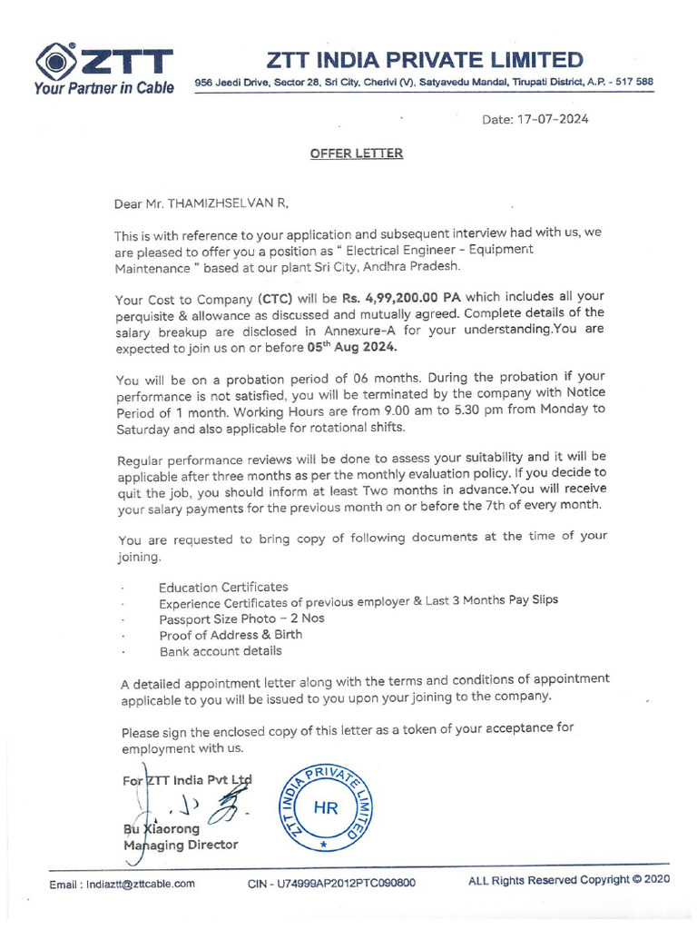ZTT Offer Later | PDF