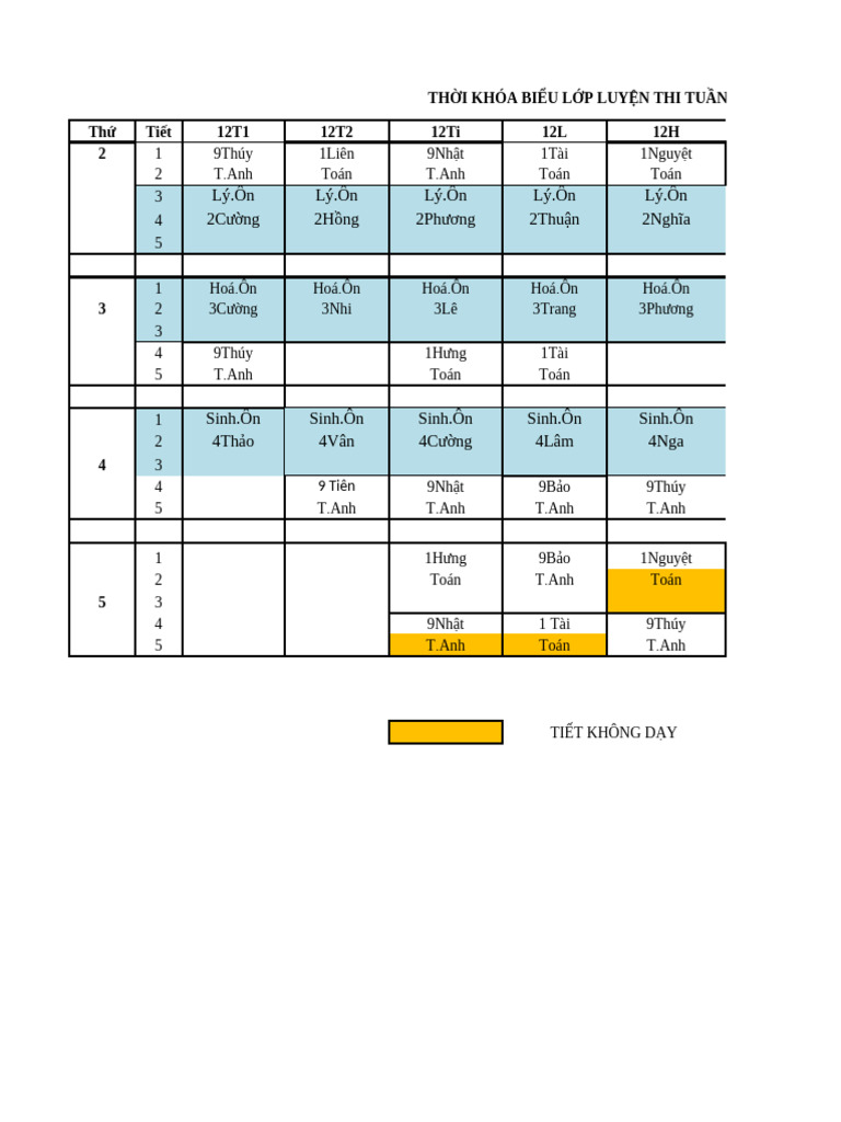 TKB CUỐI CÙNG | PDF