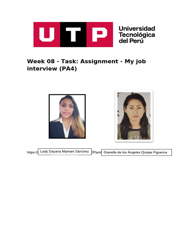 Week 08 - My Job Interview (PA4) | PDF