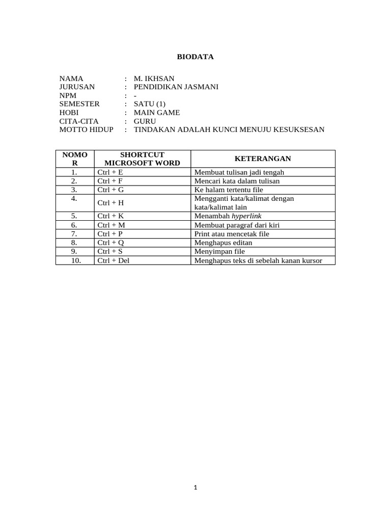 BIODATA M IKHSAN | PDF